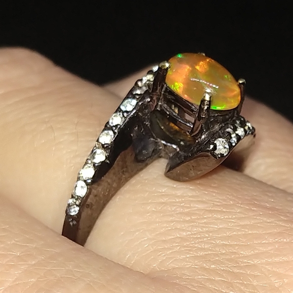 Jewelry | Unique Natural Rainbow Opal Topaz Artistic Ring | Poshmark